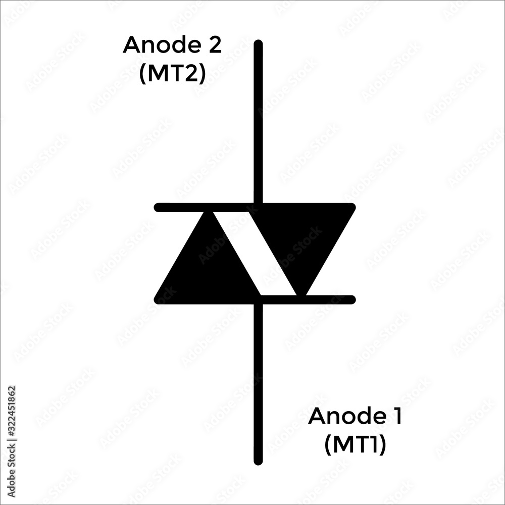 DIAC Diode Electronic Component Symbol For Circuit Design Solid Black ...
