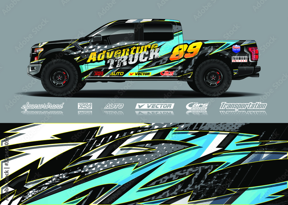 Truck wrap design vector kit. Modern sport graphics. Abstract stripe ...