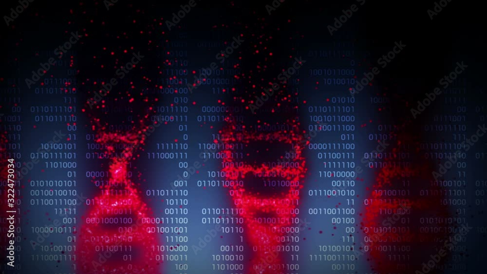 Molecule of DNA system with red blood. Blood floating through. Loop ...