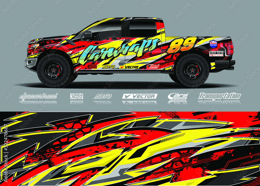 Truck wrap design vector kit. Modern sport graphics. Abstract stripe ...