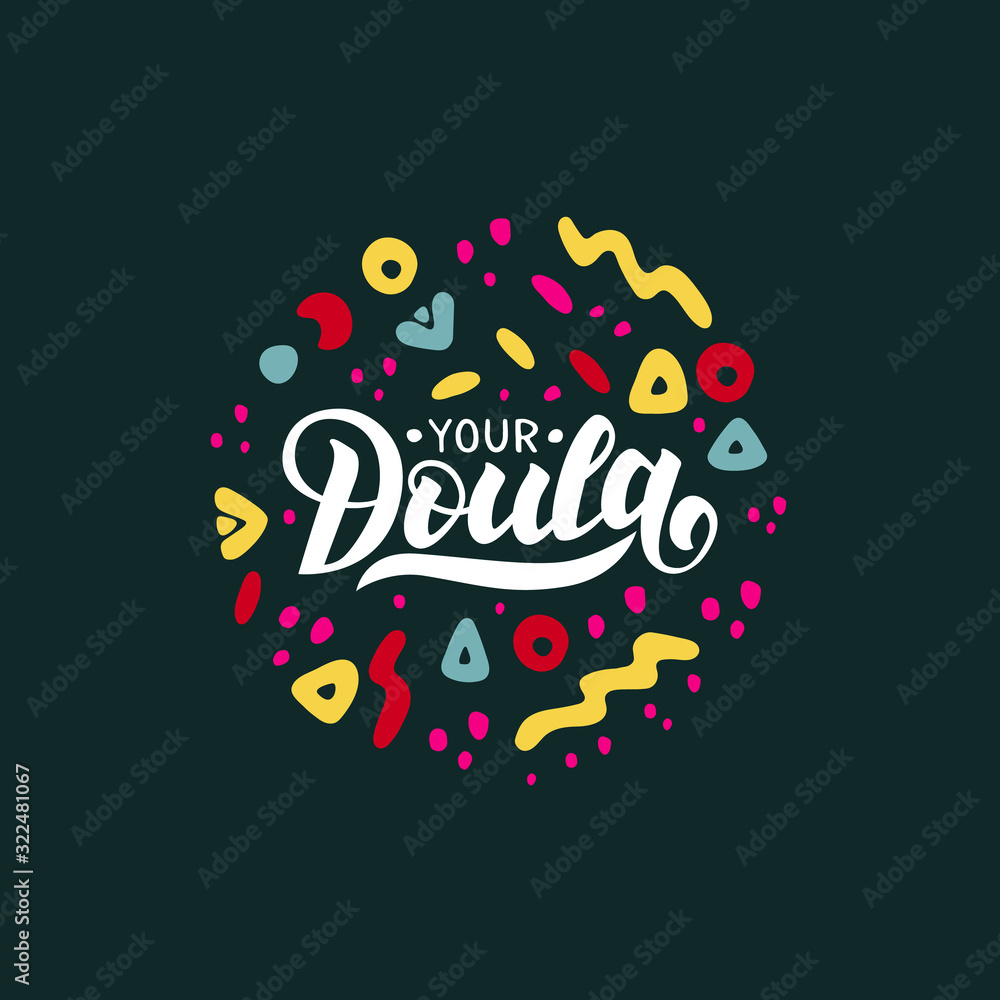 Doula lettering phrase. Vector logo illustration about childbirth ...