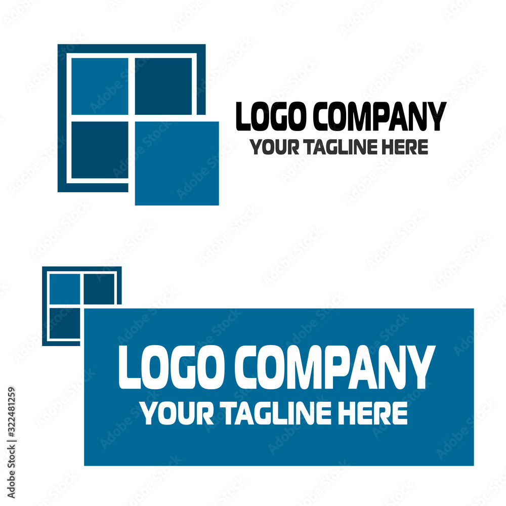 window logo blue color isolated on a white background. Doors shop and ...