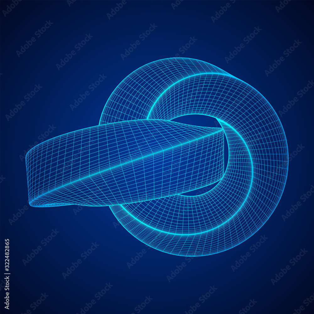 Mobius strip ring knot sacred geometry. Spatial figure with upturned ...