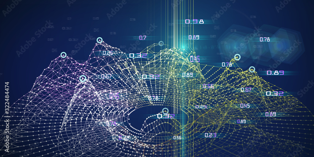 Abstract modern 3d polygonal concept of making analytic. 3D big data ...