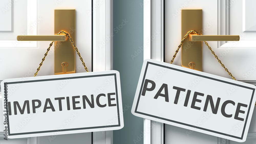 Impatience or patience as a choice in life - pictured as words ...