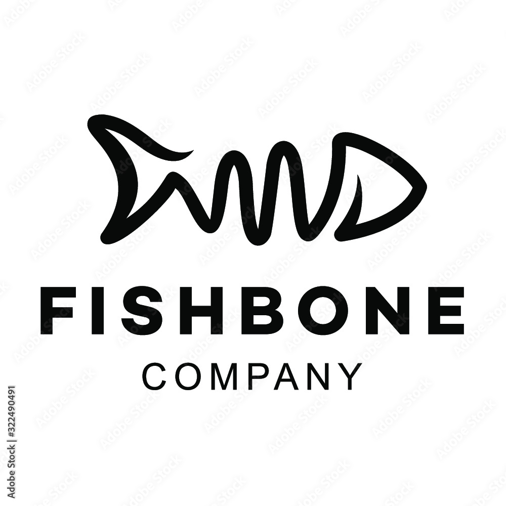 fish bone icon simple line logo design Stock Vector | Adobe Stock