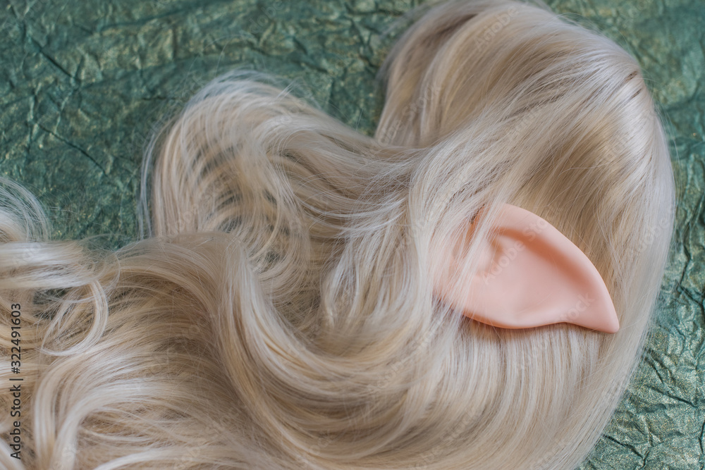 Elf cosplay set, detail for fairy costume, ideas for masquerade Stock ...