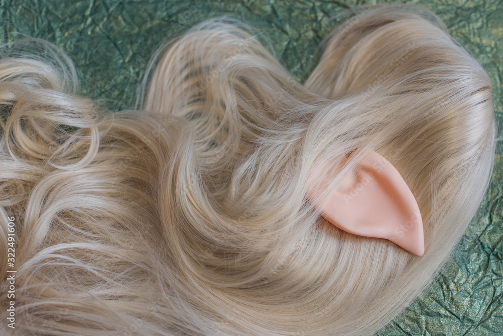 Elf cosplay set, detail for fairy costume, ideas for masquerade Stock ...