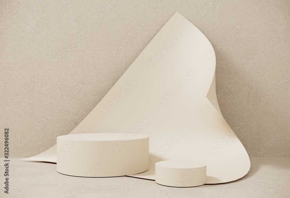 Paper composition of geometric object, boxes.Podium, stand made of ...