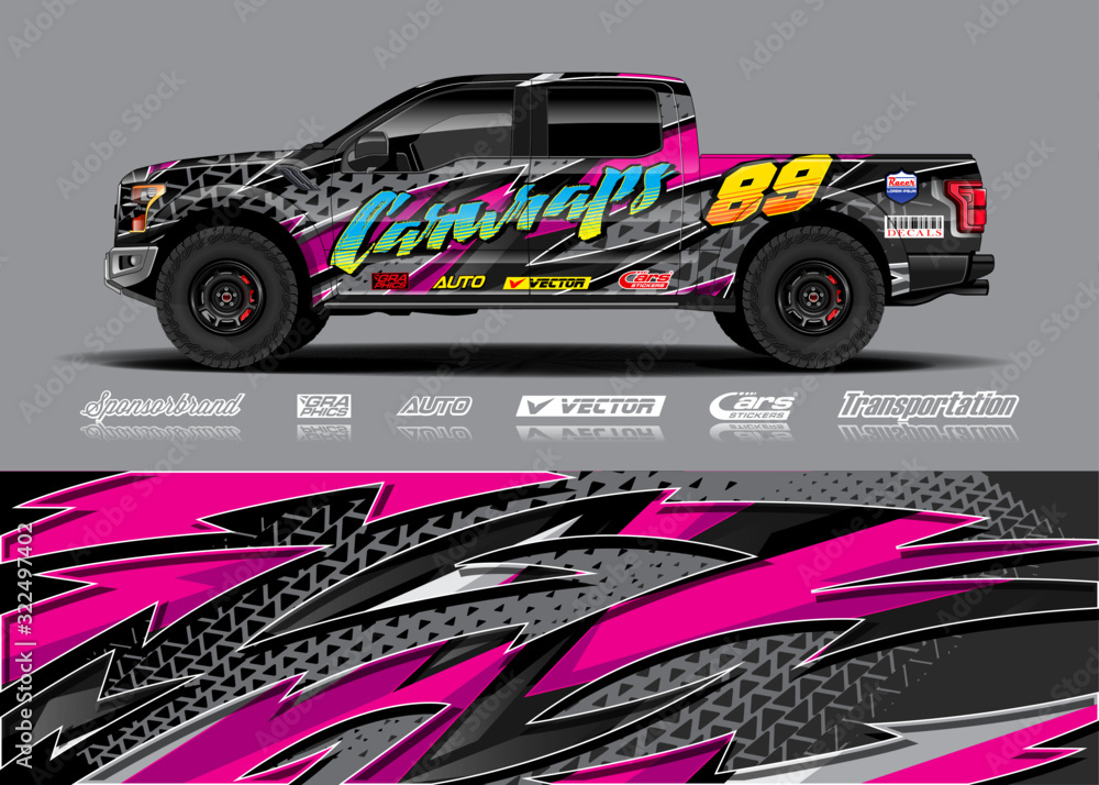 Truck wrap design vector kit. Modern sport graphics. Abstract stripe ...