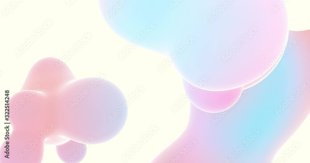 abstract organic forms moving loop animation, holographic pastel ...