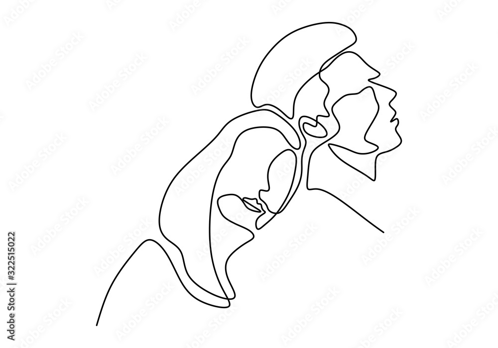 Continuous line drawing. Romantic couple in love. Lovers theme concept ...
