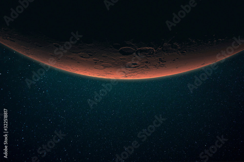 Beautiful red planet Mars in space on a starry background. Solar system ...