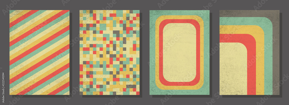 Set of retro covers. Cover templates in vintage design. Abstract vector ...