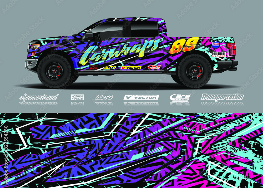Truck wrap design vector kit. Modern sport graphics. Abstract stripe ...