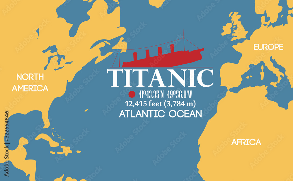 Location of the sunken RMS "Titanic" Stock Vector | Adobe Stock
