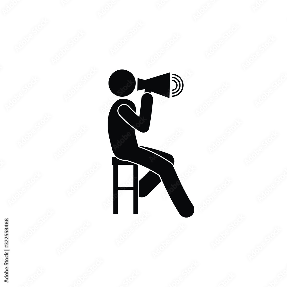 icon man speaker, a man sits on a chair, isolated stick figure ...