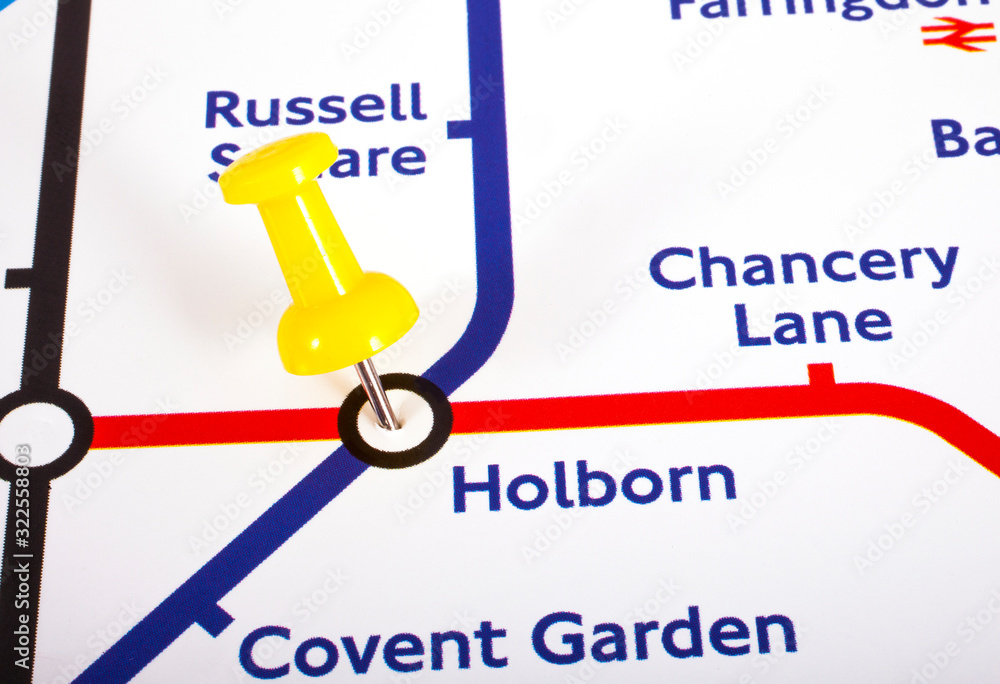 Holborn Station on a London Underground Map Stock Photo | Adobe Stock