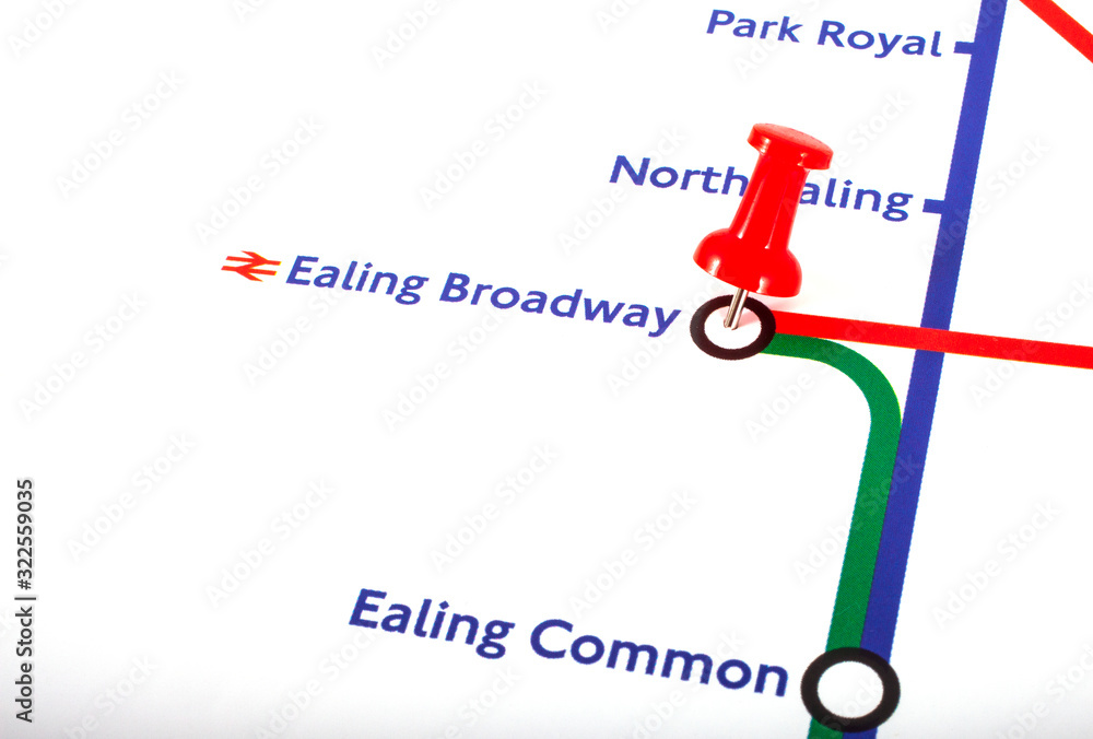 Ealing Broadway Station on a London Underground Map Stock Photo | Adobe ...