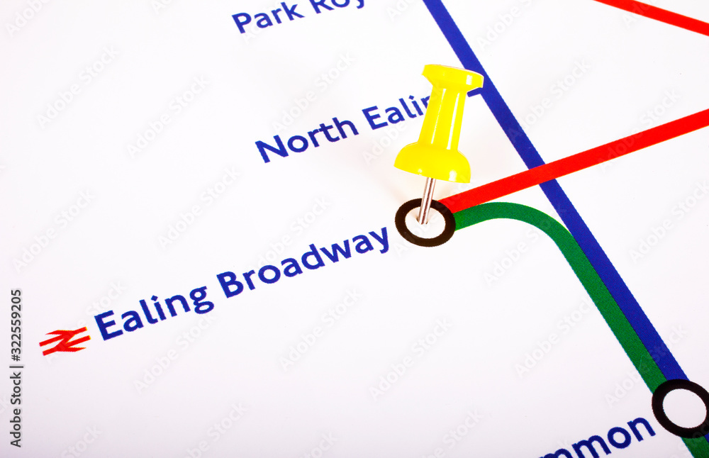 Ealing Broadway Station on a London Underground Map Stock Photo | Adobe ...