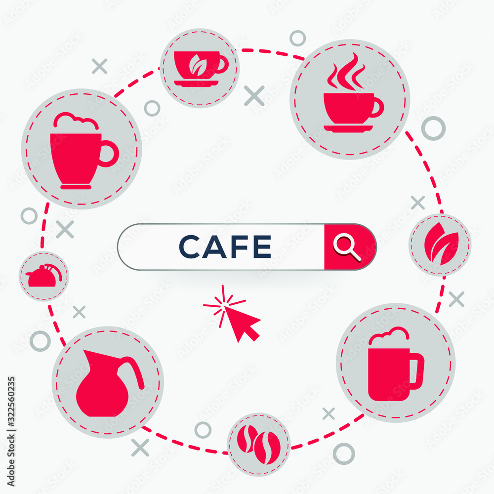 Cafe Word Written In Search Bar Vector Illustration Stock Vector cafe-word-written-in-search-bar-vector-illustration-stock-vector