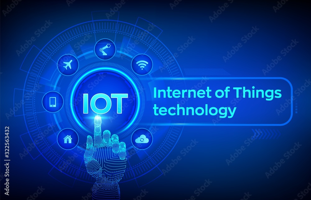 IOT. Internet of Things technology concept on virtual screen. Wireless ...
