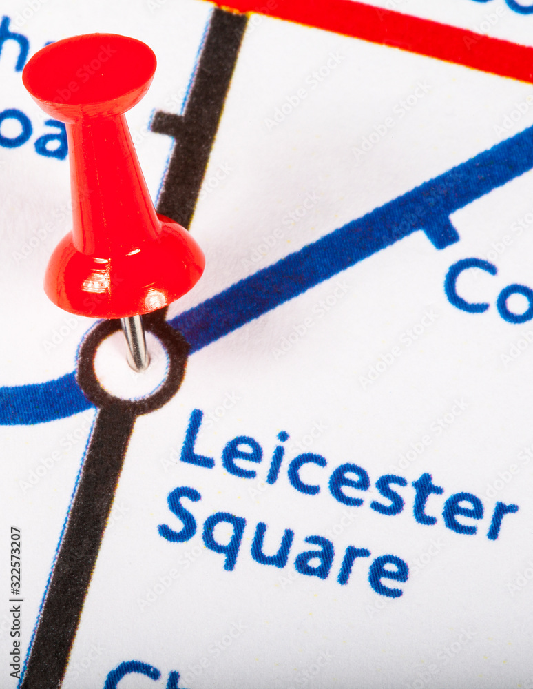 Leicester Square Station Pinned on a London Underground Map Stock Photo ...