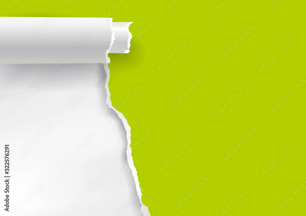 Green Ripped paper background. llustration of ripped paper with place ...