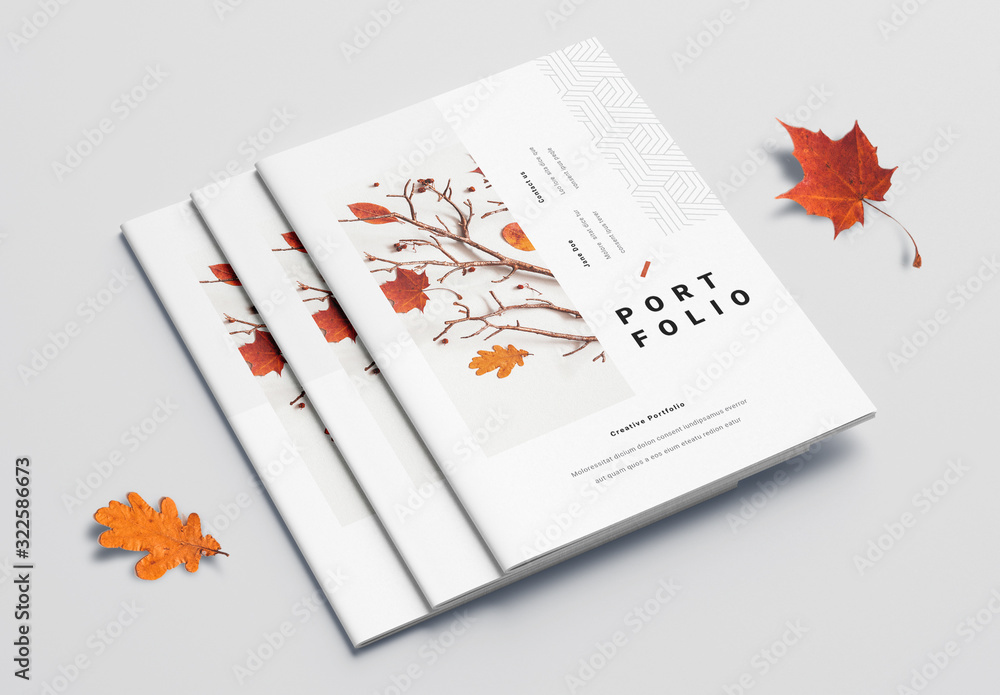 Minimalist Portfolio Layout with Brown Geometric Elements Stock ...