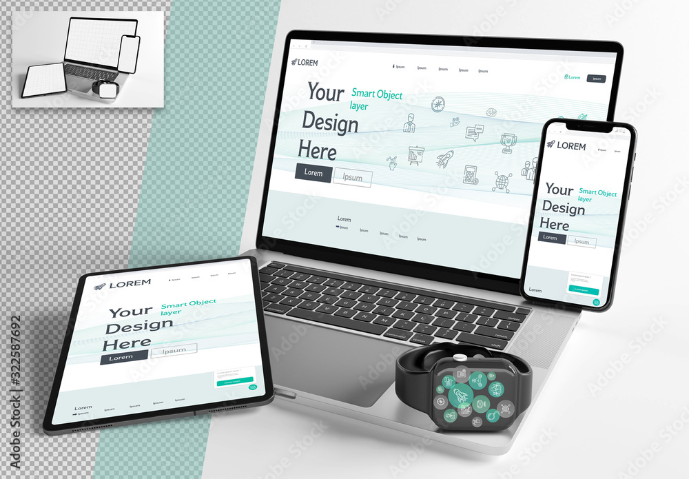 Mock Up of Several Digital Devices Stock Template | Adobe Stock