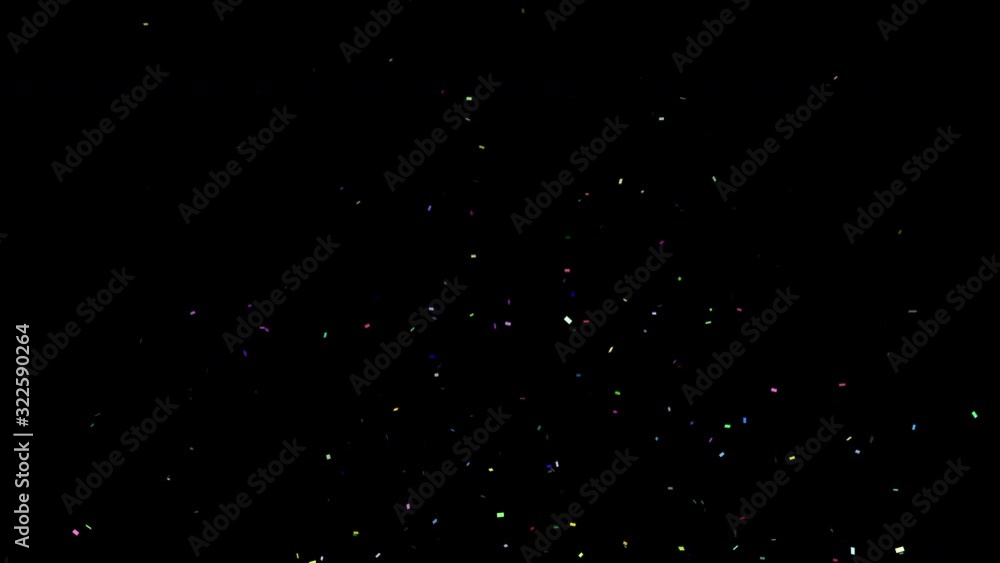 Confetti salute exploding in air on isolated black background. Visual ...