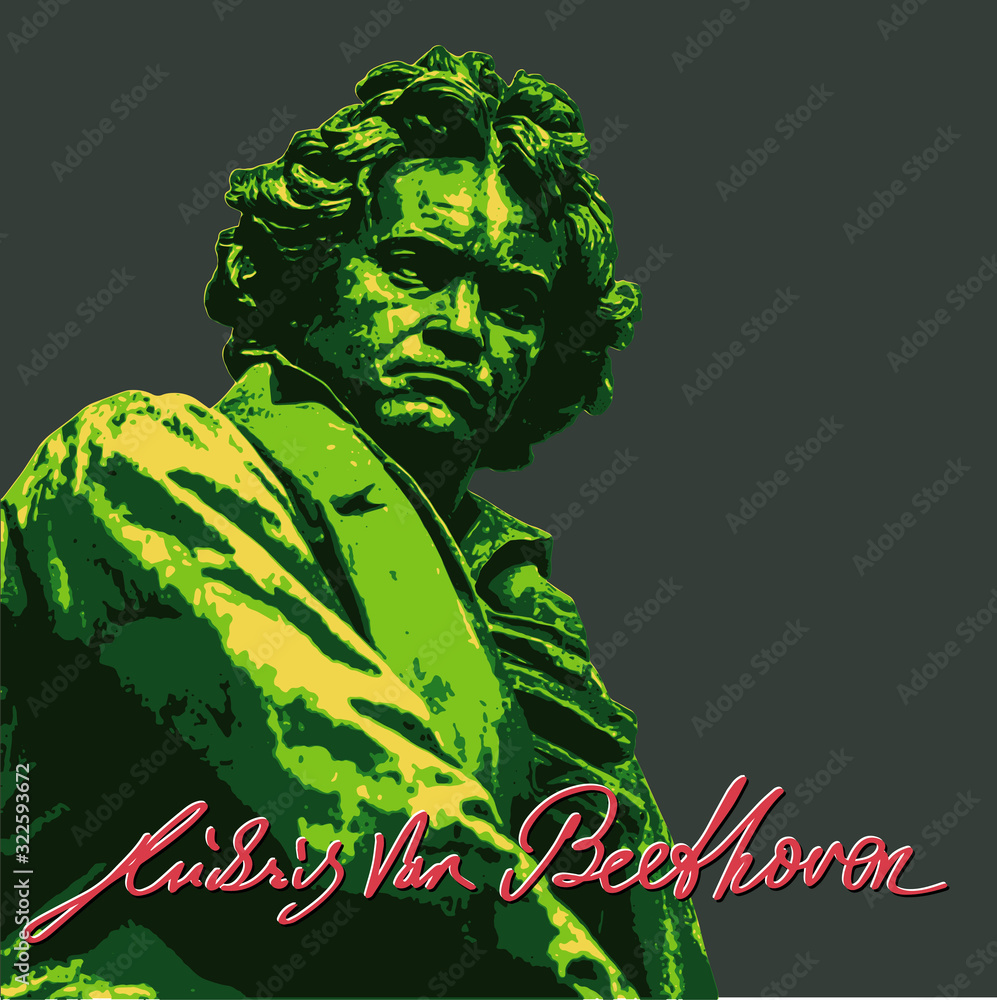 Ludwig van Beethoven, editable with five colour layers Stock Vector ...