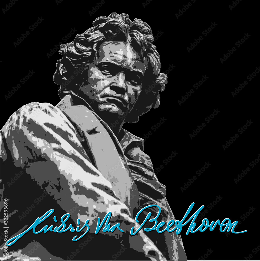 Ludwig van Beethoven, editable with five colour layers Stock Vector ...