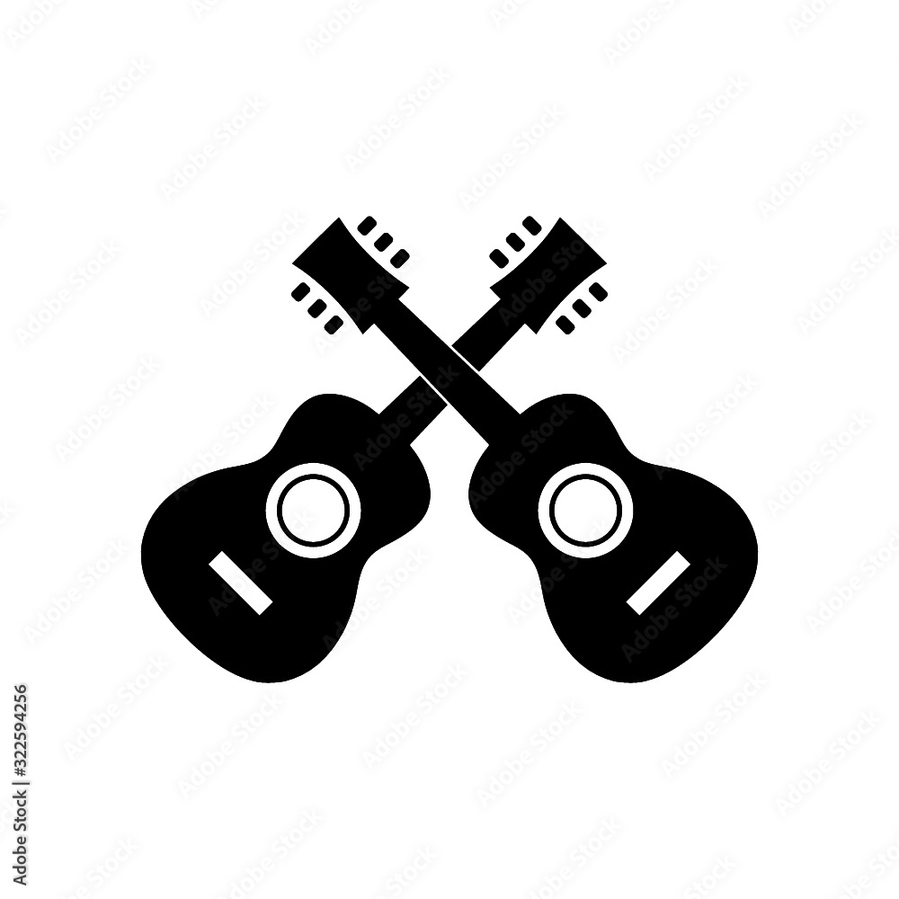 Two crossed guitars icon. Musical instrument isolated on white ...