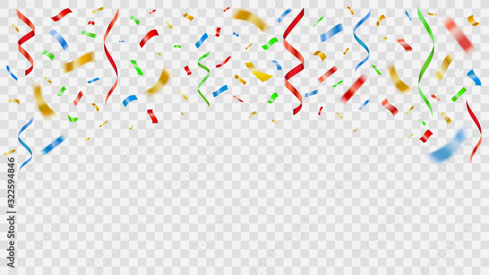 Party decoration color confetti. Realistic party paper flying ribbon ...