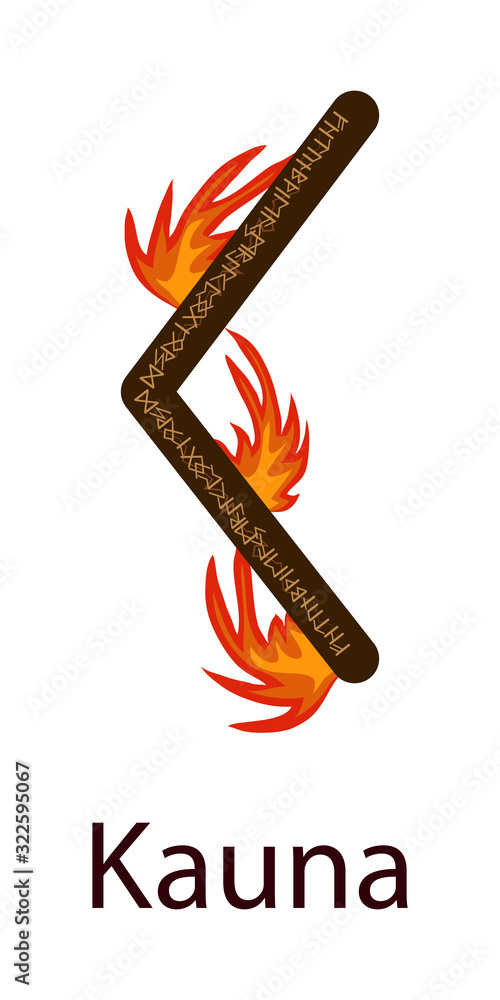 Rune Kano. Vertical projection. Scandinavian. Runes Element of Fire ...