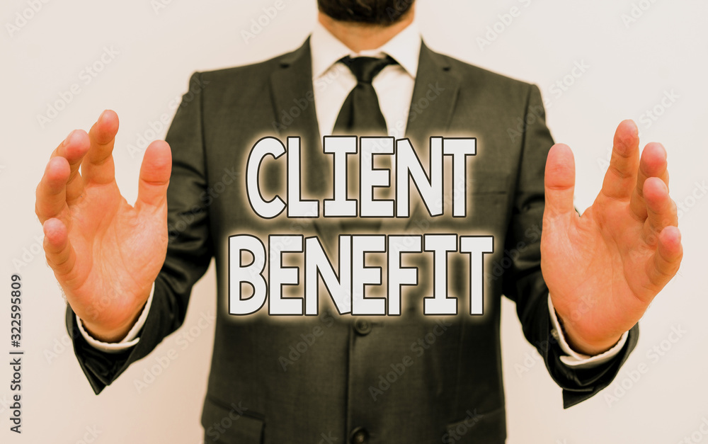 Zdjęcie Stock: Word writing text Client Benefit. Business photo ...