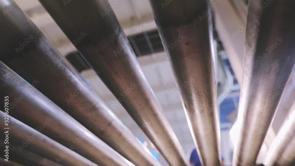 The movement of the barrel on the conveyor. Barrel on the conveyor ...