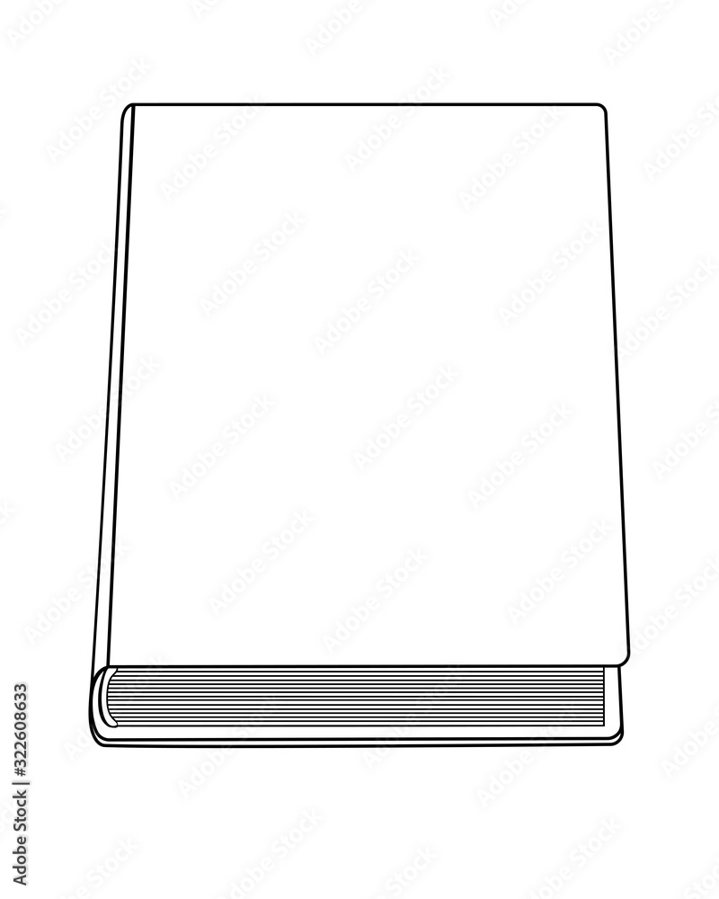 Closed book - linear vector illustration for coloring. Cover closed ...