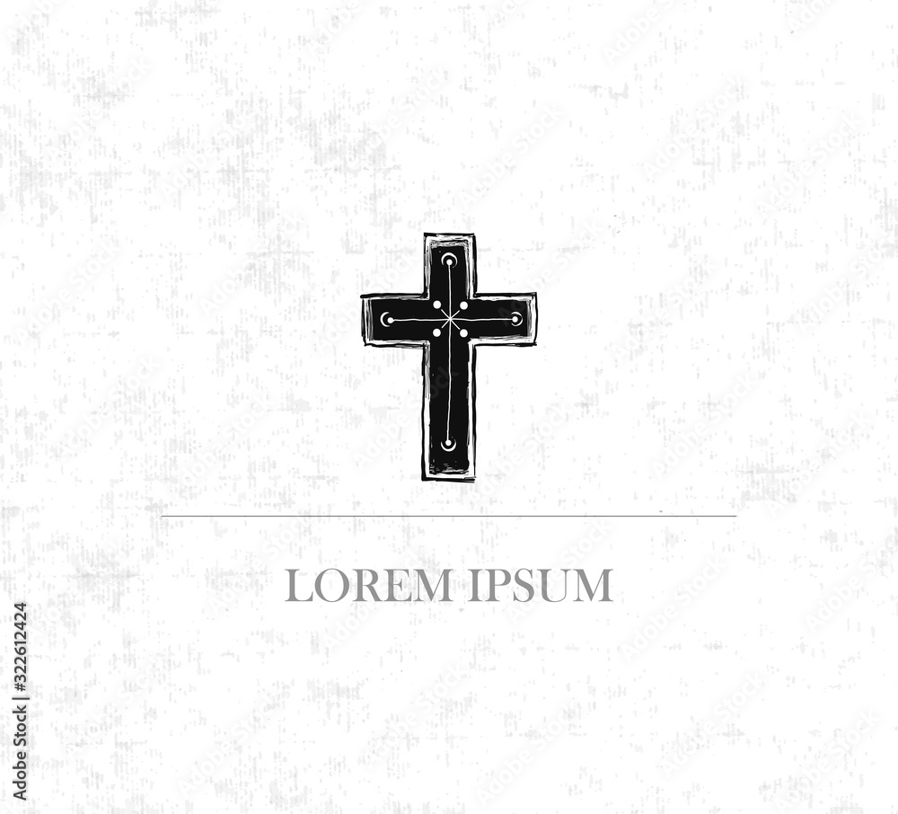 Design template with christian cross and place for your text on old ...