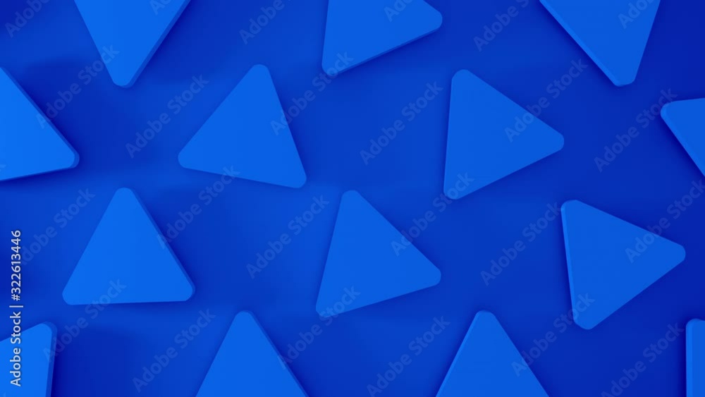 Abstract 3D blue triangle rotating around. Animation shapes background ...
