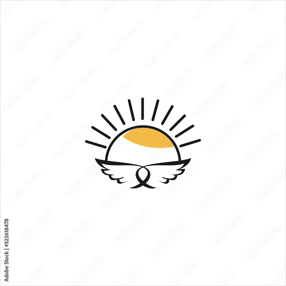 Sun Angel logo Icon template design in Vector illustration. Black Logo ...