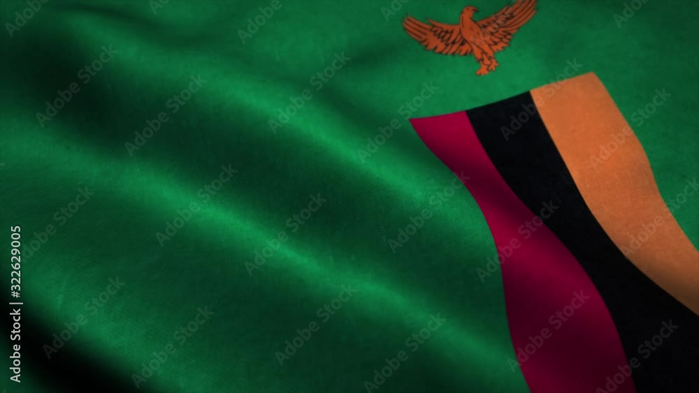 Vidéo Stock Zambia flag waving in the wind. National flag of Zambia ...