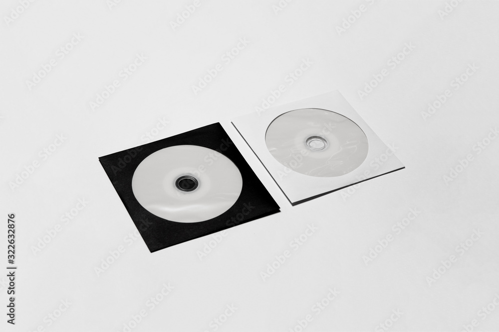 DVD or CD Disc Paper Case with white isolated blank for branding design ...