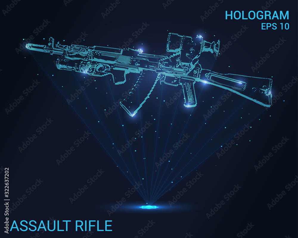 Stockvector Hologram assault rifle. Holographic projection of weapons ...