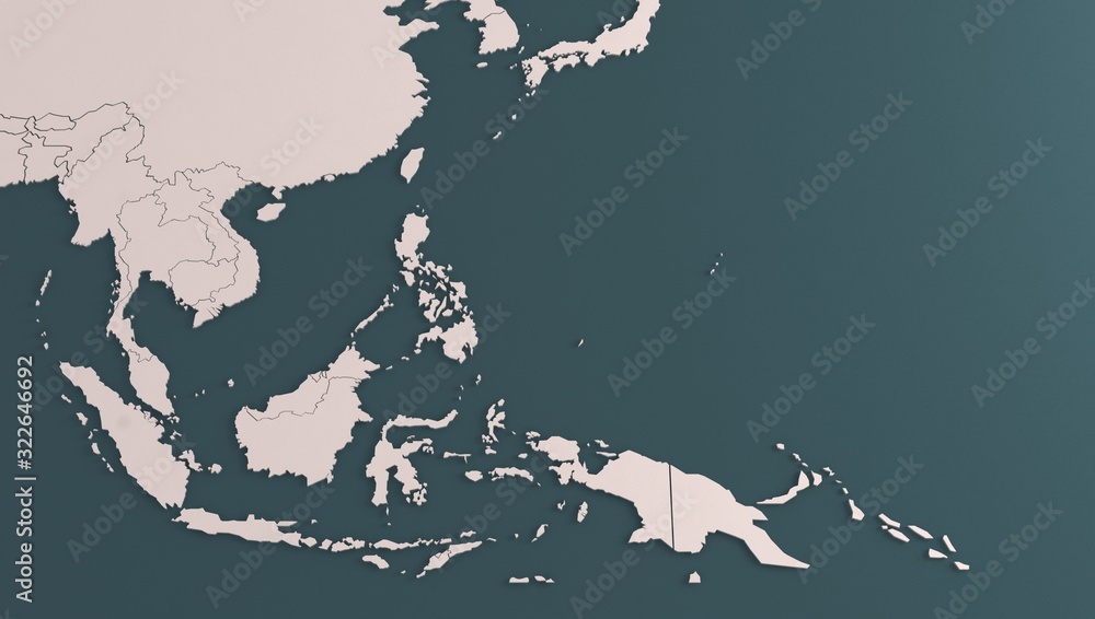 3d render asia countries map. detailed asia country background. asia ...