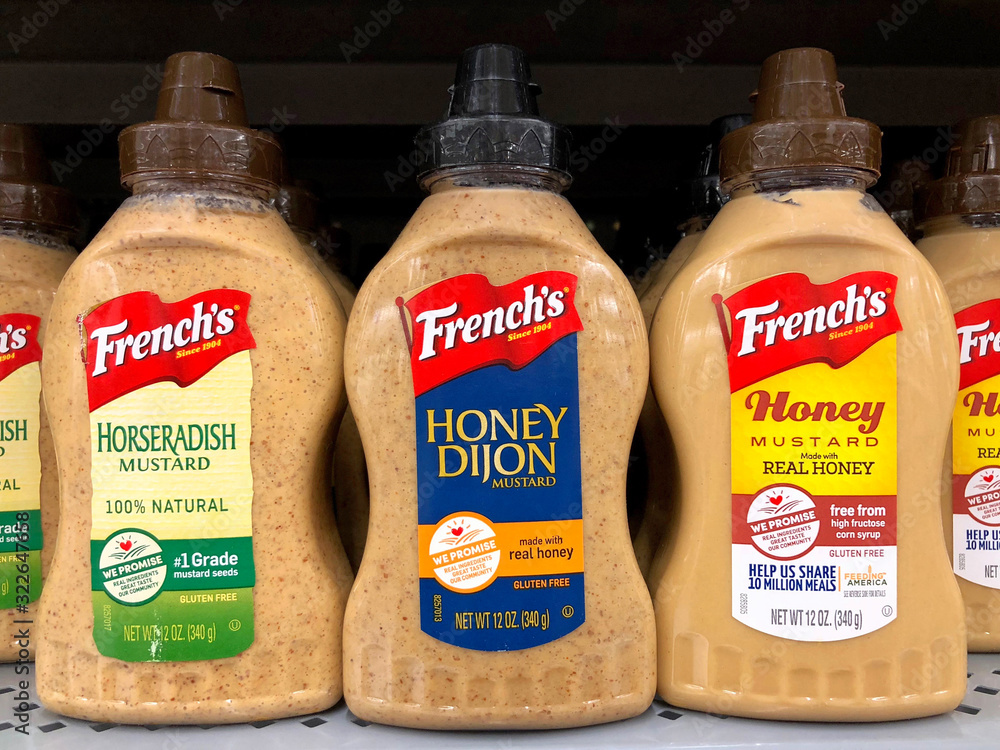 Brea, CA - December 05, 2017: Grocery store shelf with bottles of ...