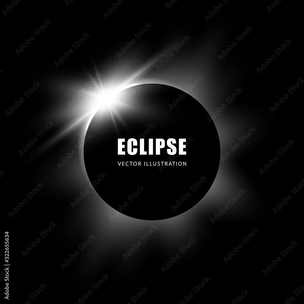 Solar eclipse. Black and white background. Vector design Stock Vector ...