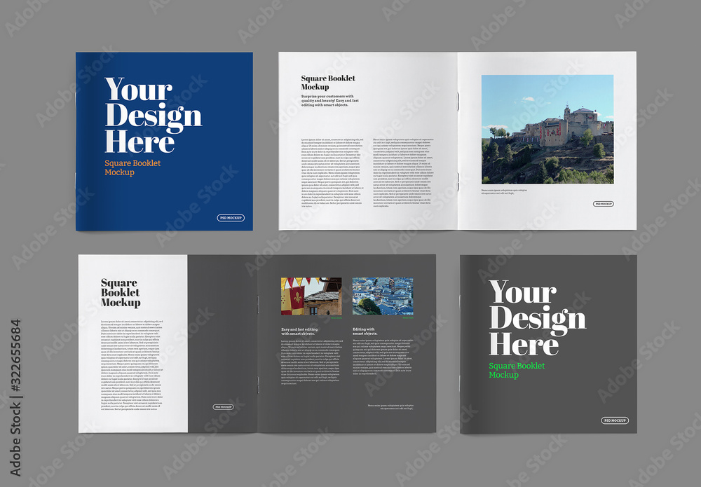 4 Square Book Mockups Stock Template | Adobe Stock