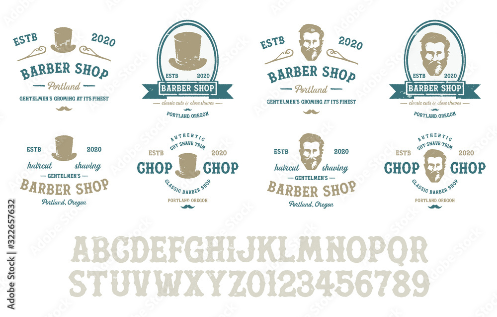 Barbershop typeface / Retro alphabet in western style / Slab Serif type ...